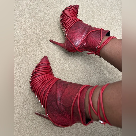 Shoes | Midnight Red Leather Heeled Boot | Poshmark